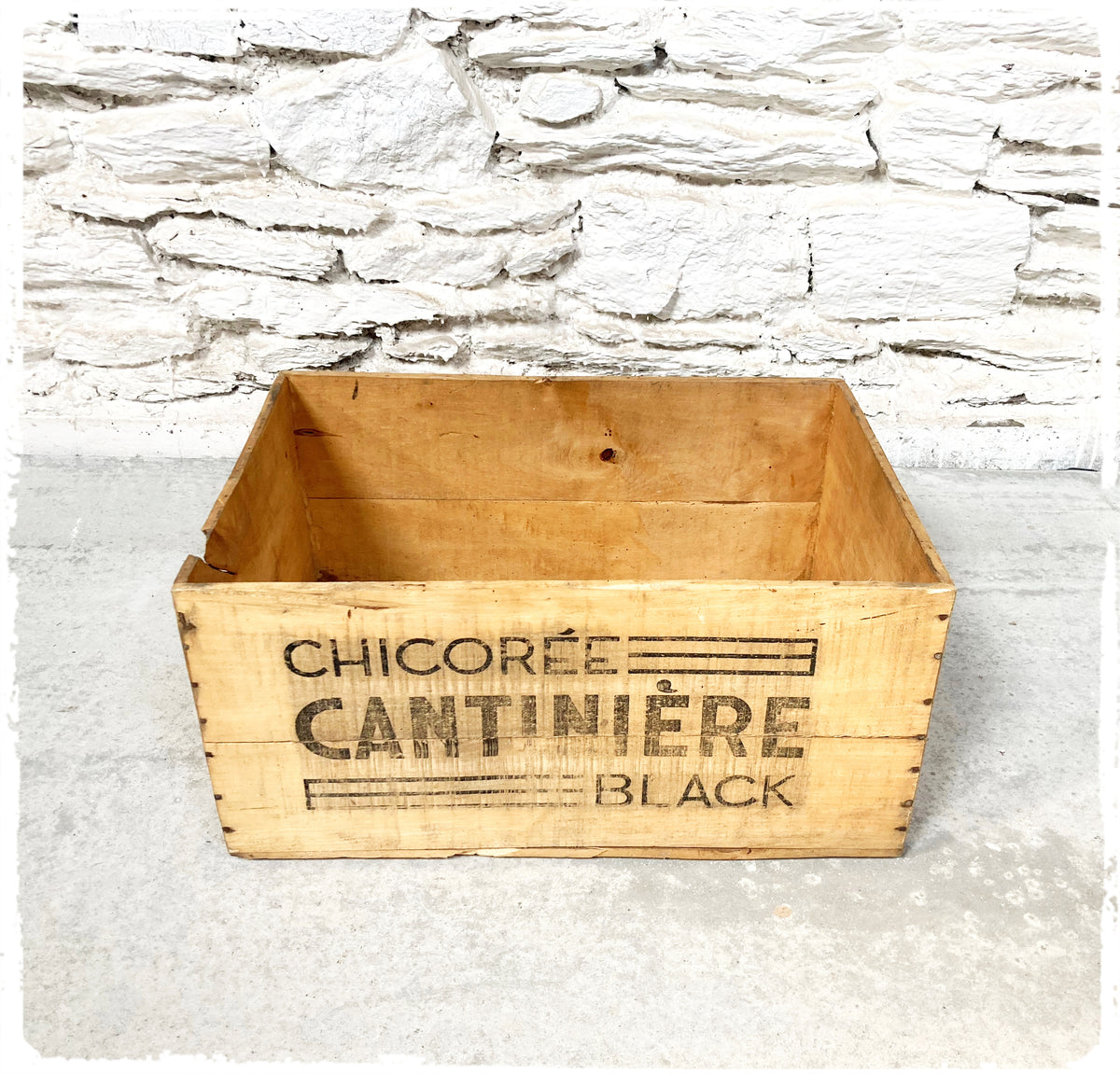 Grande Caisse Ancienne Vintage en Bois Chicorée Cantinière Black ...